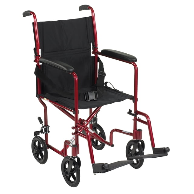 Drive Medical Aluminum Transport Chair, 19", Red HSA/FSA Eligible ...