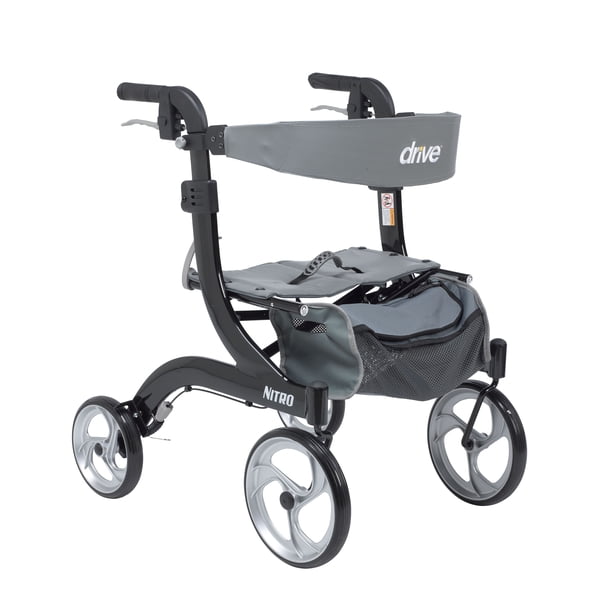 Drive Medical Nitro Aluminum Rollator Hemi Height Walker with 10 In ...