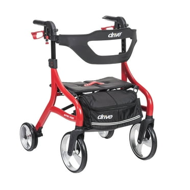 Drive Medical Nitro Euro Style Red Rollator Walker, Adjustable Height ...
