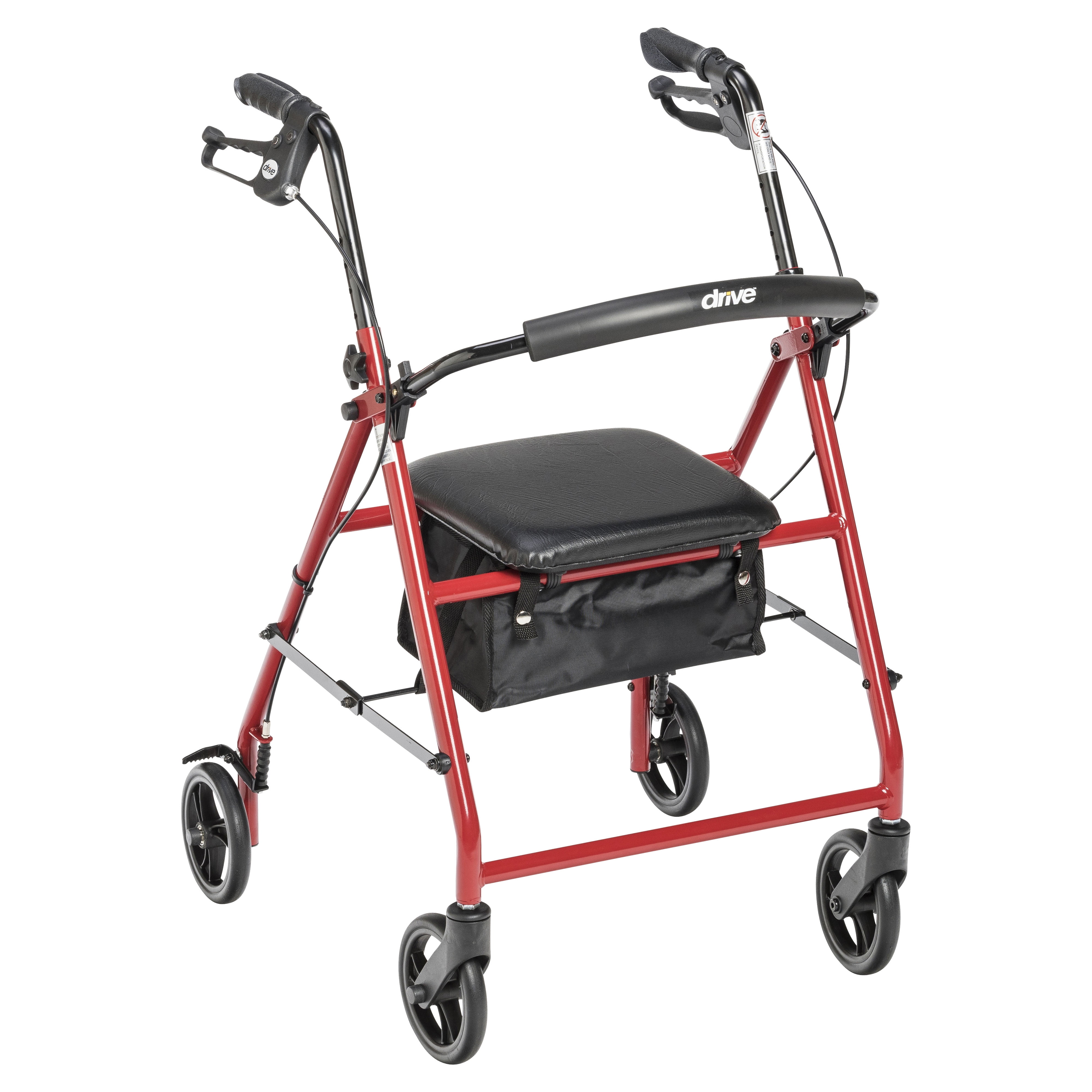 Drive Medical Rollator Rolling Walker with 6" Wheels, Red HSA/FSA ...