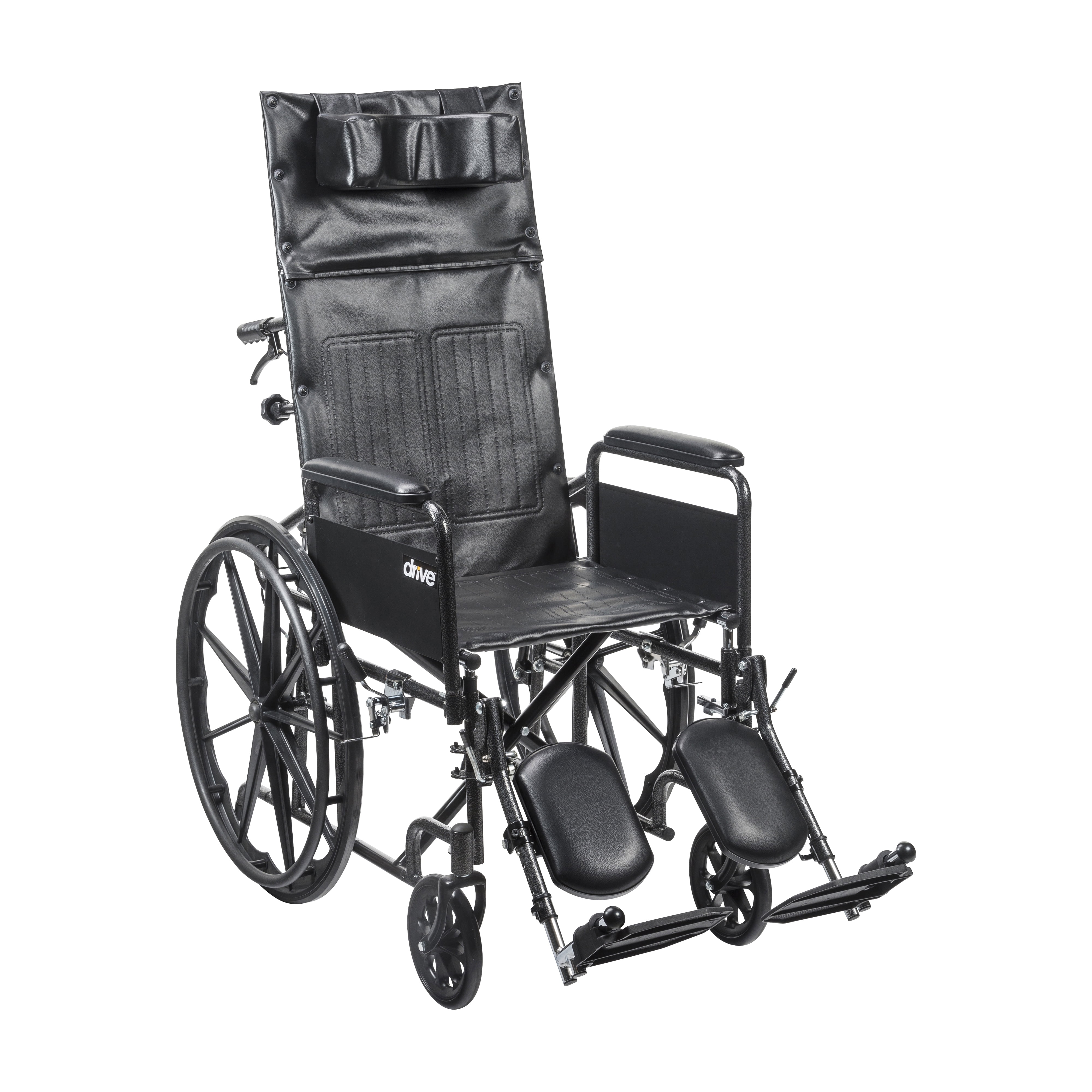 Drive Medical Silver Sport Full-Reclining Wheelchair, Full Arms, 16 ...