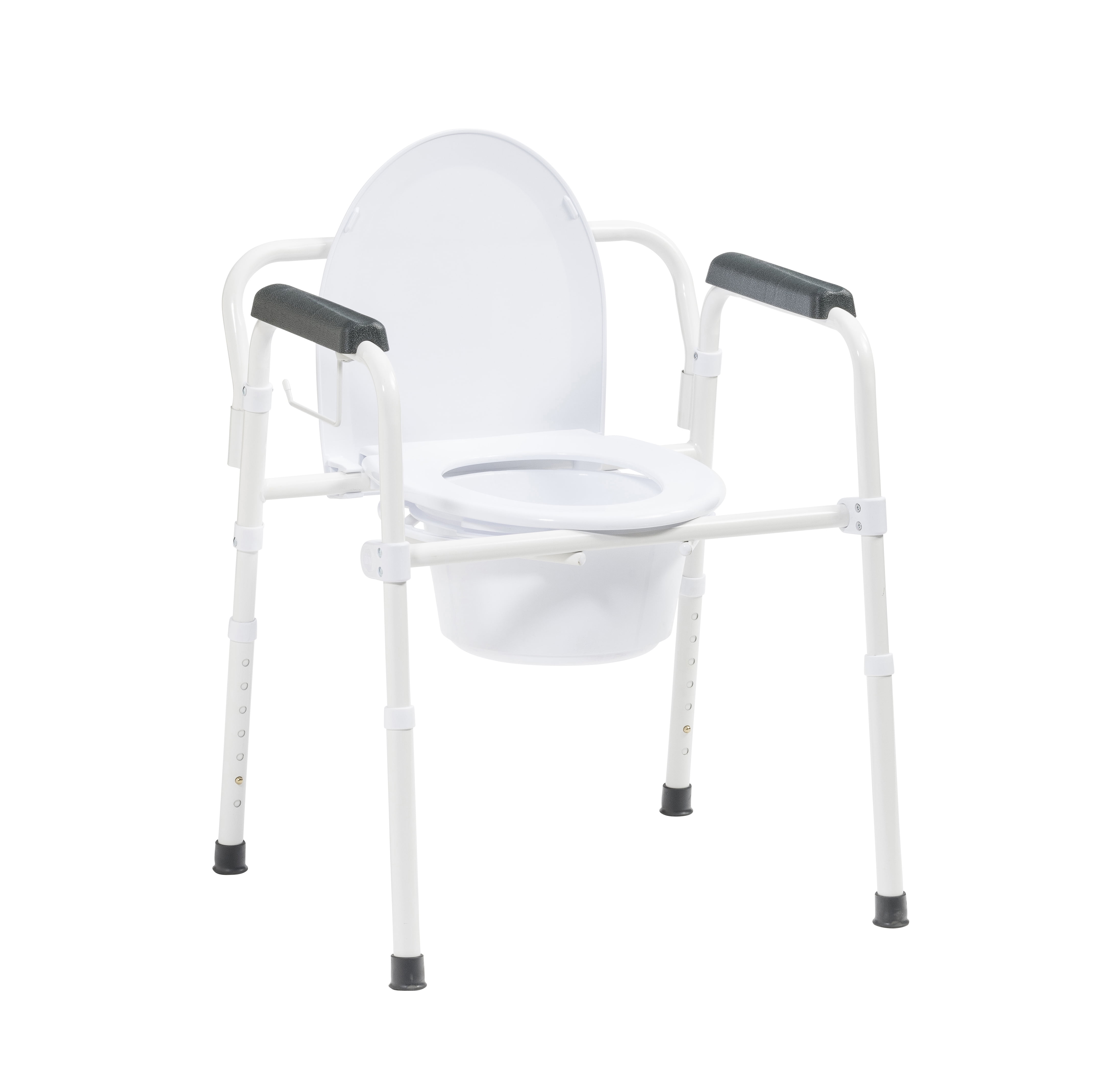 Drive Medical Steel Folding Deep Seat Bedside Commode, White - Walmart.com