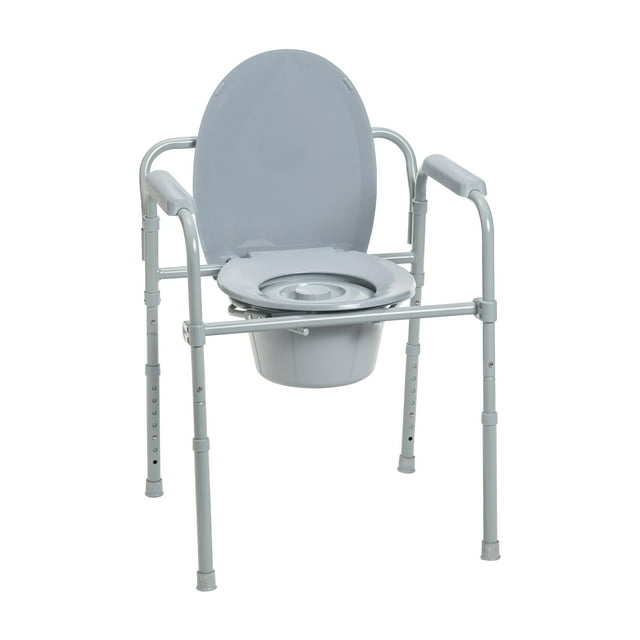 Drive Medical Adjustable Folding Steel Commode - Bedside Toilet Chair ...