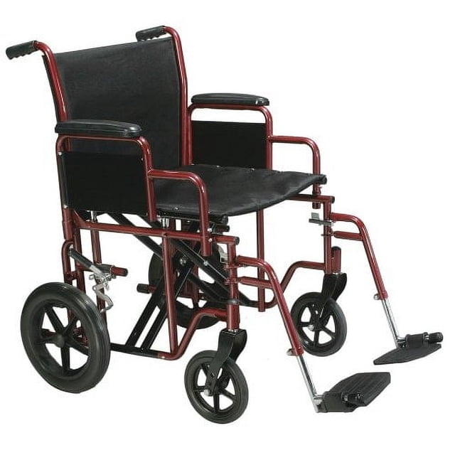 Drive Medical TR22-R Heavy Duty Transport Chair, 22 Inch, Red/Black ...