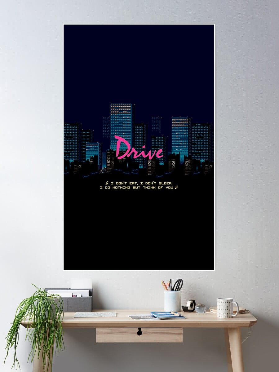 Drive Movie Pixel Night Poster Wall Art, Modern Wall Decor For Living ...