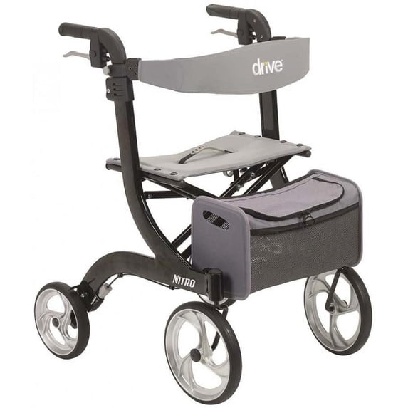 Drive Nitro 4-Wheel Rollator - Aluminum Frame, Adjustable Height, 23 ...