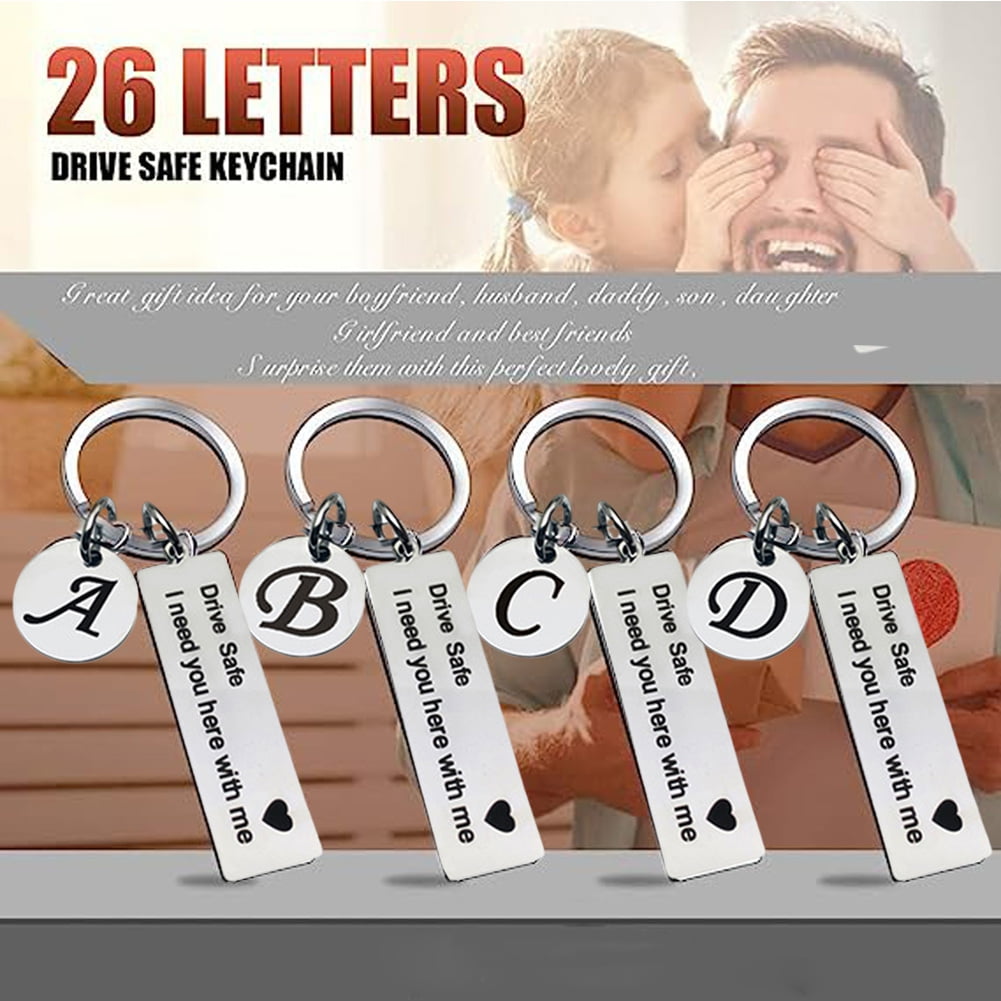 Drive Safe Keychain, 26 Letters Keychain Gifts for Husband Dad ...