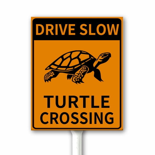 Drive Slow Turtle Crossing Aluminum Yard Sign With Stake, Funny Slow ...