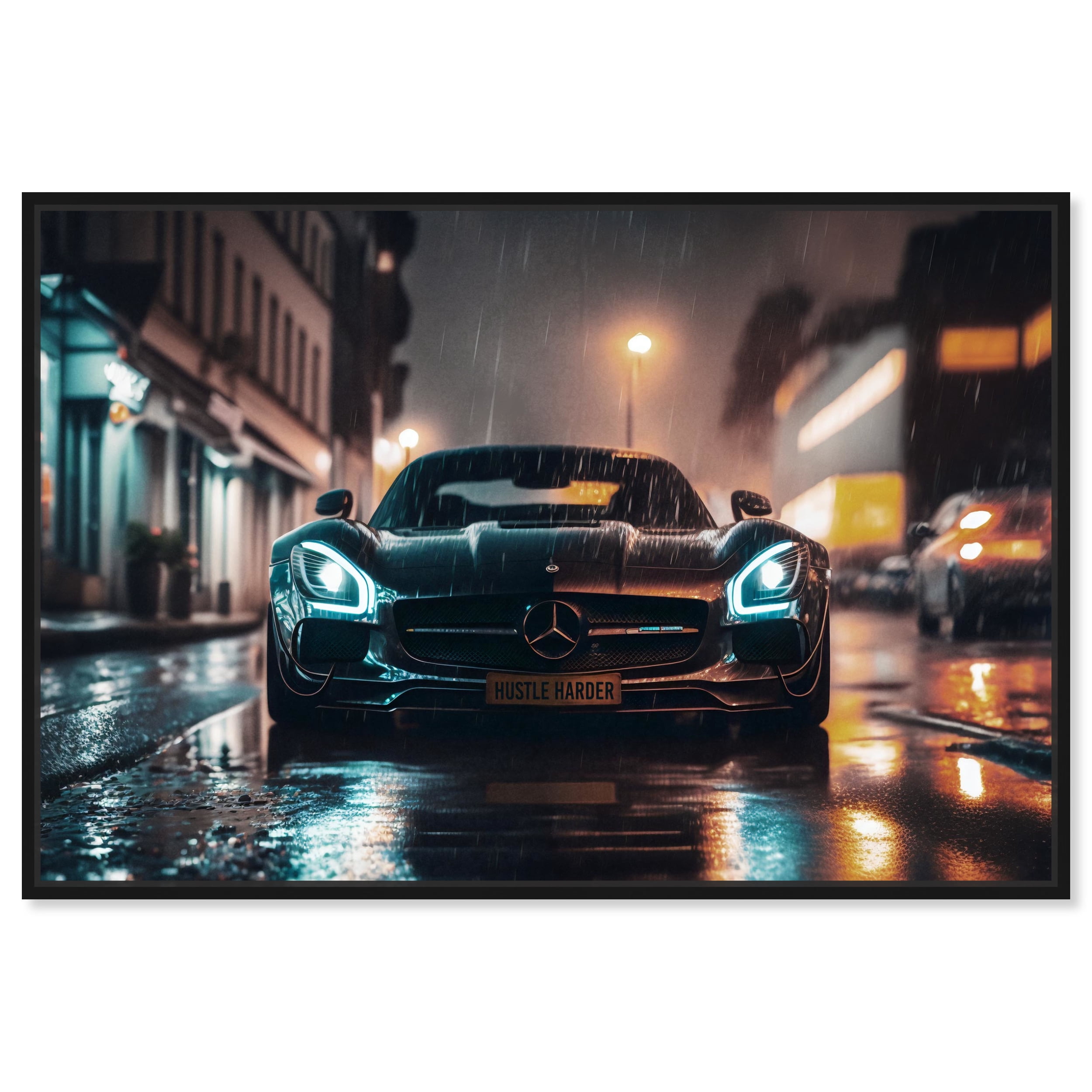 Drive Through The Town Car Canvas Wall Art by Notoriart, Black Floater ...