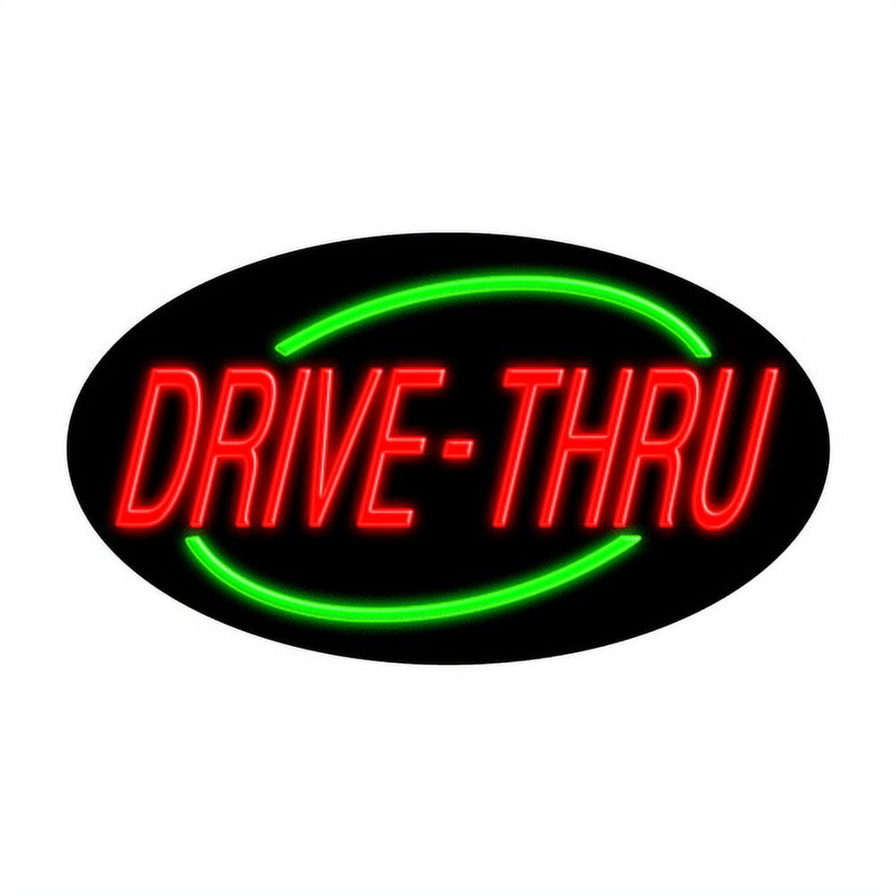 Drive Thru-Glass Neon Sign Made in USA - Walmart.com