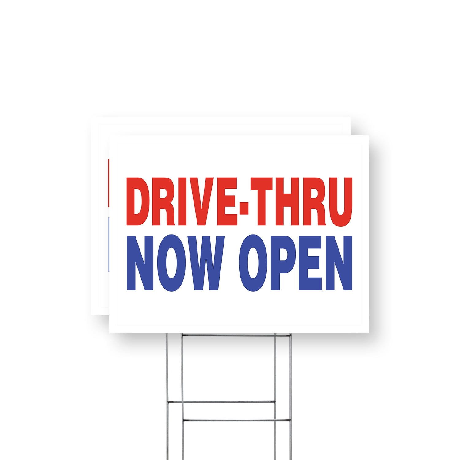 Drive Thru Now Open Yard Sign 2 Pack of 12 Inch x 16 Inch Double Sided ...
