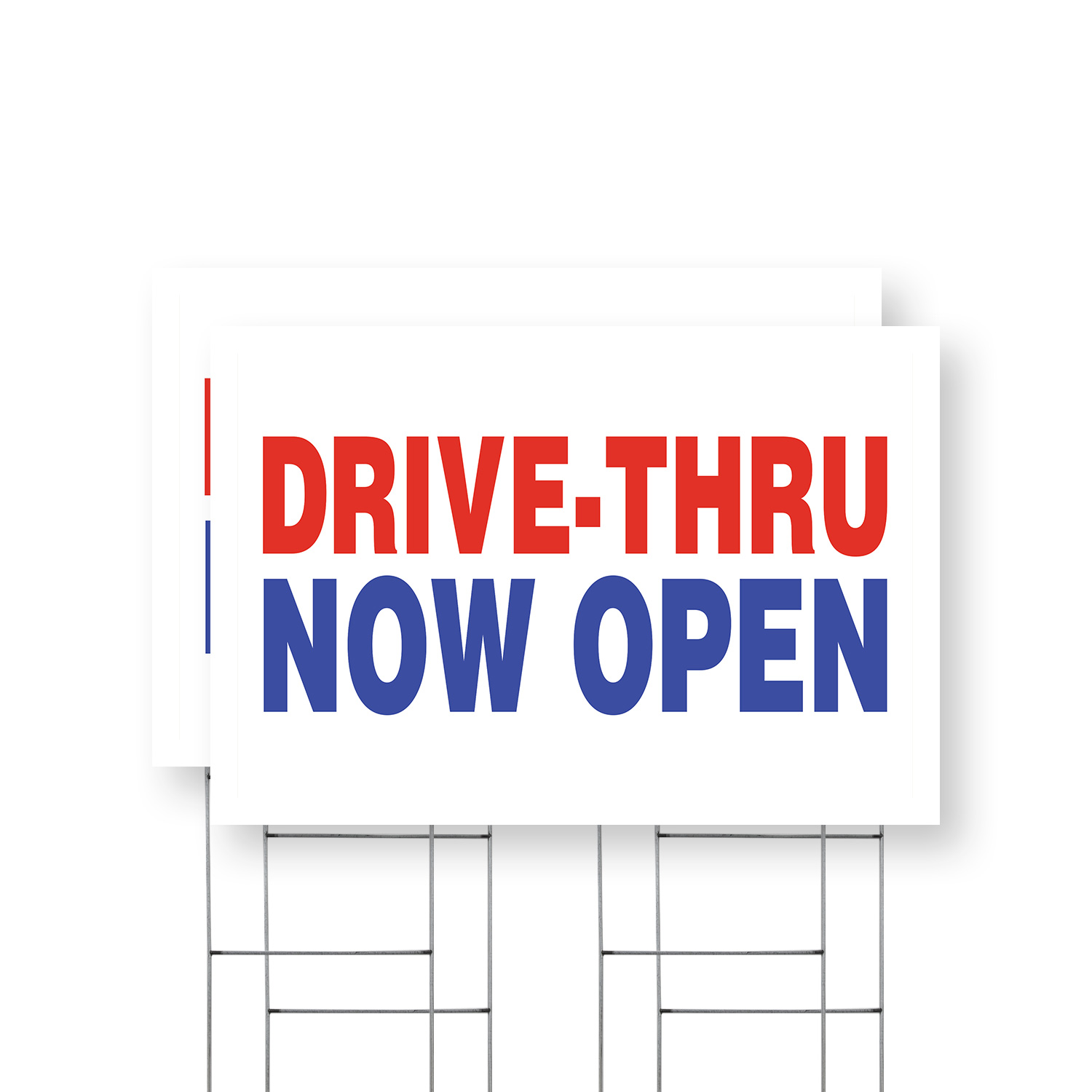 Drive Thru Now Open Yard Sign 2 Pack of 24 Inch x 36 Inch Double Sided ...