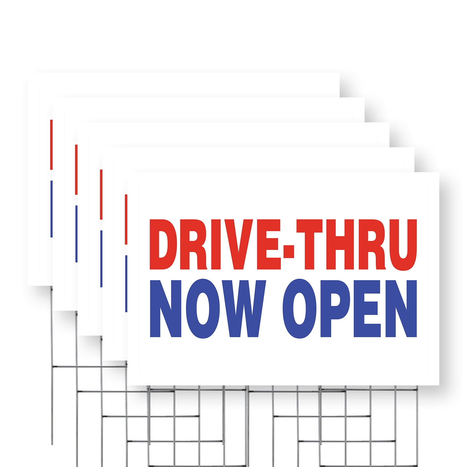 Drive Thru Now Open Yard Sign 5 Pack of 24 Inch x 36 Inch Double Sided ...