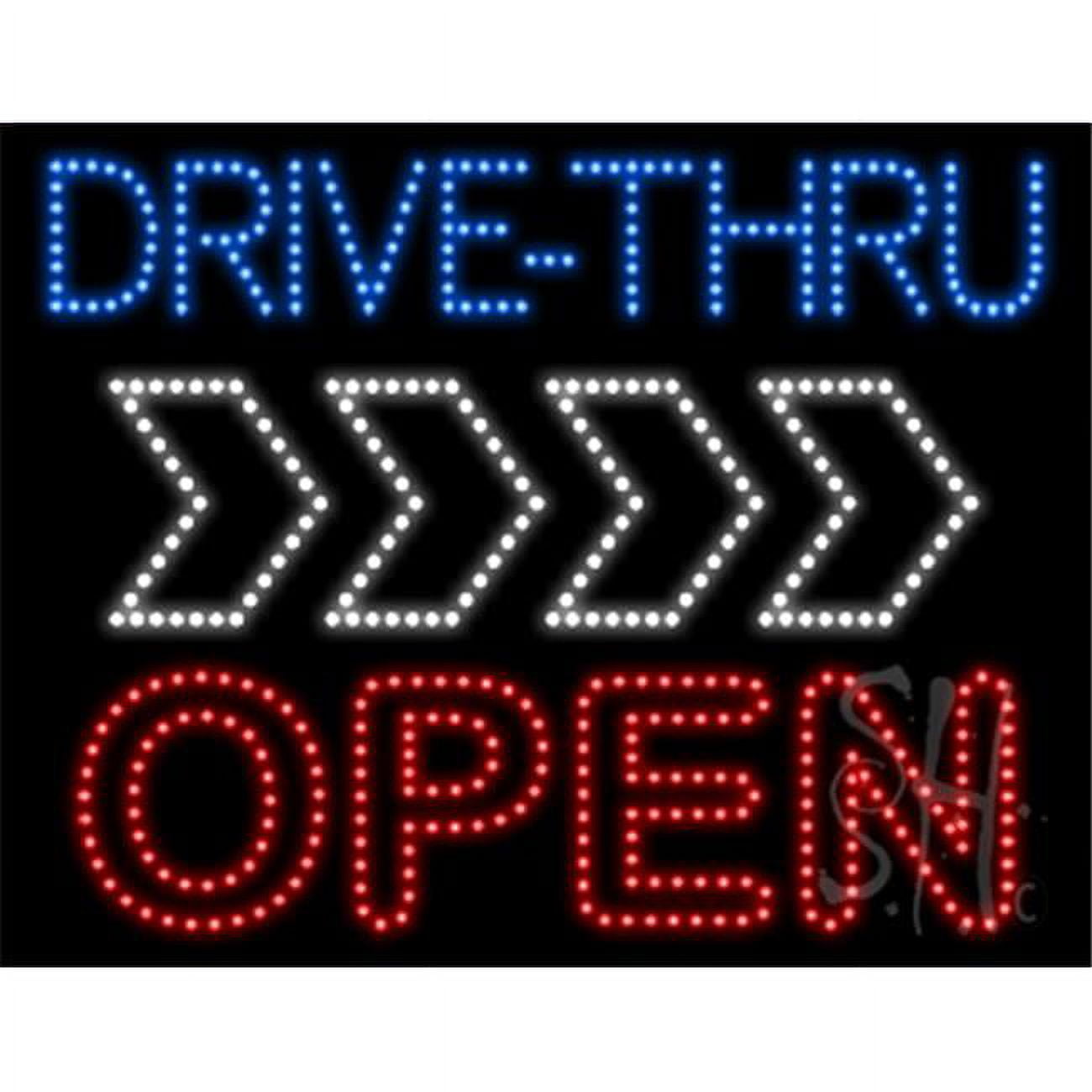 Drive Thru Open 2 Right Arrow Animated LED Sign, 24 x 31 x 1 in ...