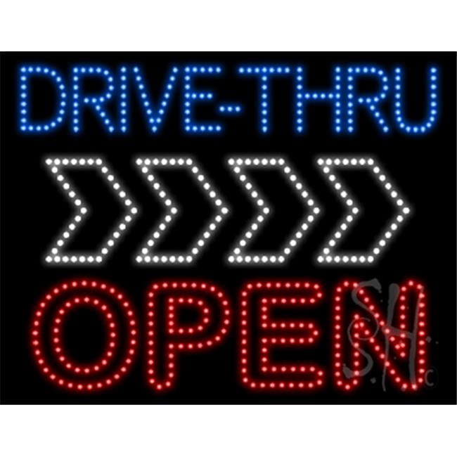 Drive Thru Open 2 Right Arrow Animated LED Sign, 24 x 31 x 1 in ...