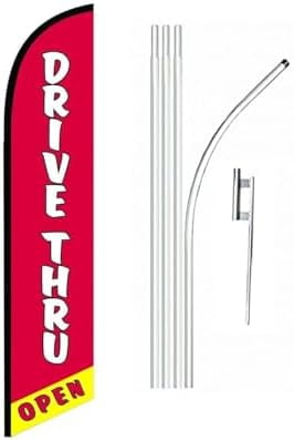 Drive Thru Open Feather Flag | 3ft W x 11.5ft H | Durable Super-Knit ...