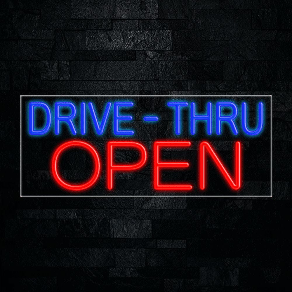Drive Thru Open-LED Neon Sign 30"L x 12"H #30005 - Walmart.com
