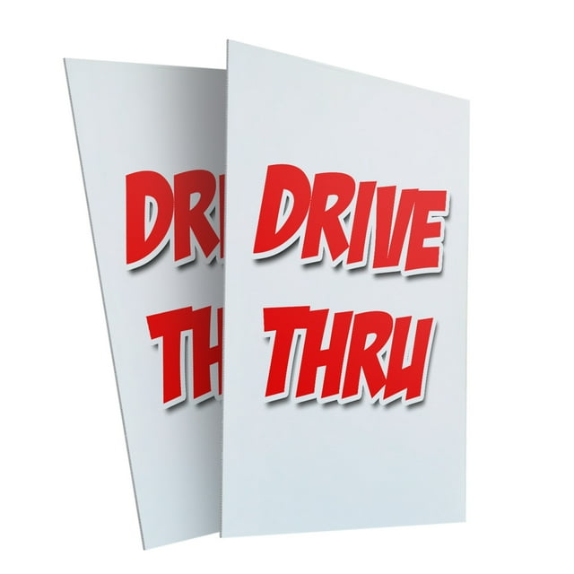 Drive-thru (2-PACK) 24" x 36" Plastic Signs | Sign Insert 4mm ...