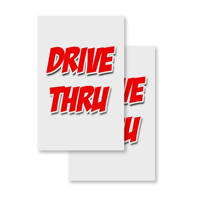 Drive-thru (2-PACK) 24" x 36" Vinyl Decals | Sign Insert Peel & Stick ...