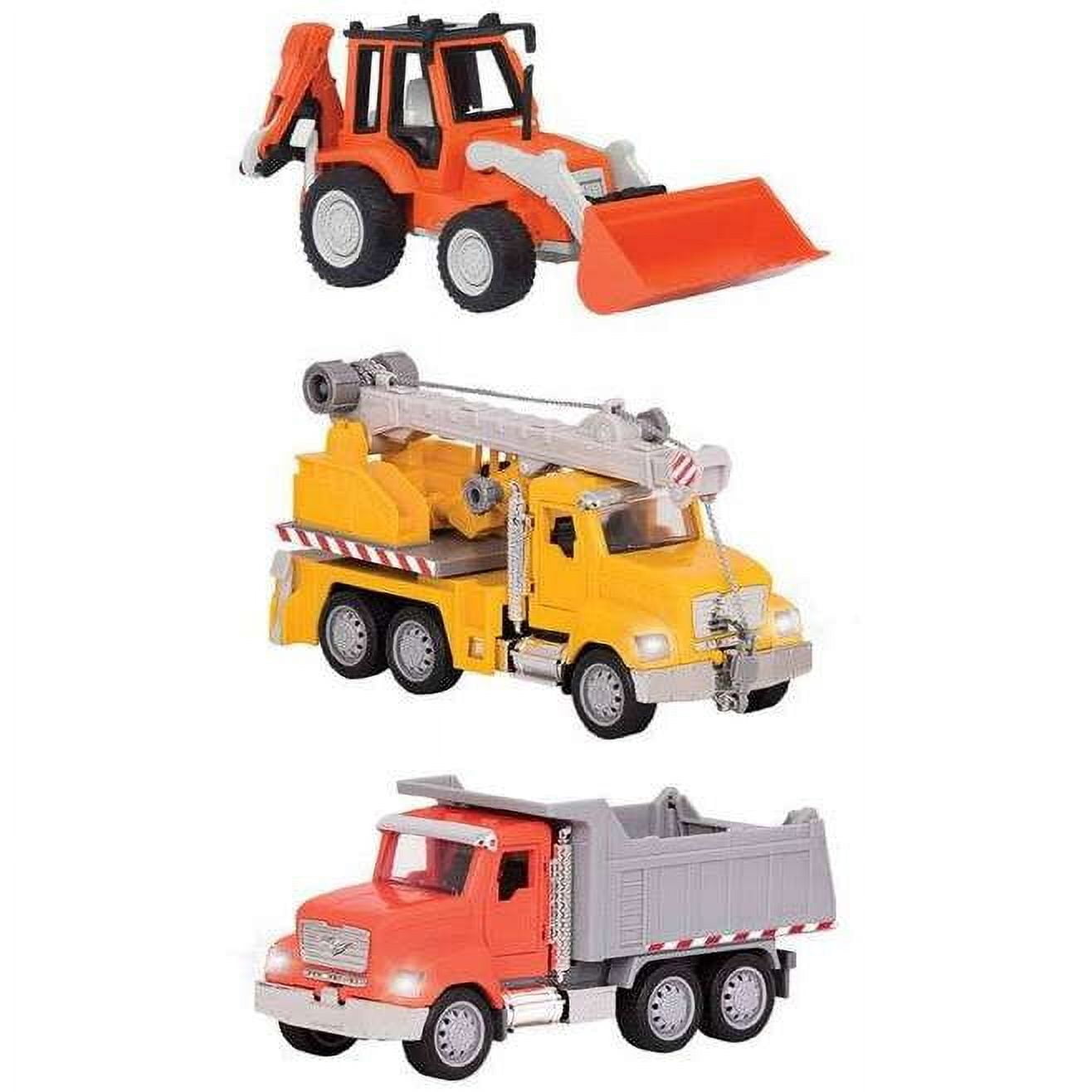 Driven Micro Construction Fleet Lights & Sounds Vehicle 3-Pack (Dump Truck, Crane Truck ...