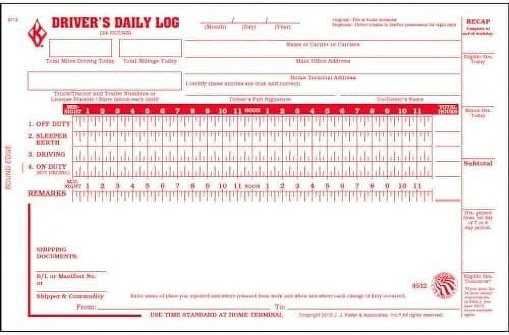 Driver Daily Log Book 25-pk. with Detailed Driver Vehicle Inspection ...