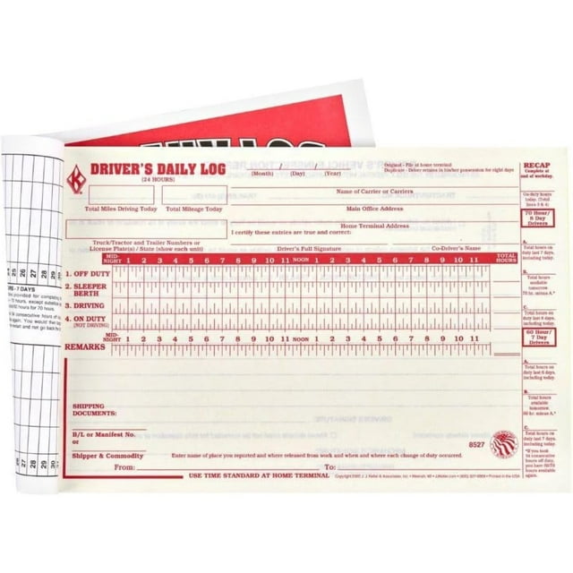Driver Daily Log Book 5-pk. with Simplified Driver Vehicle Inspection ...