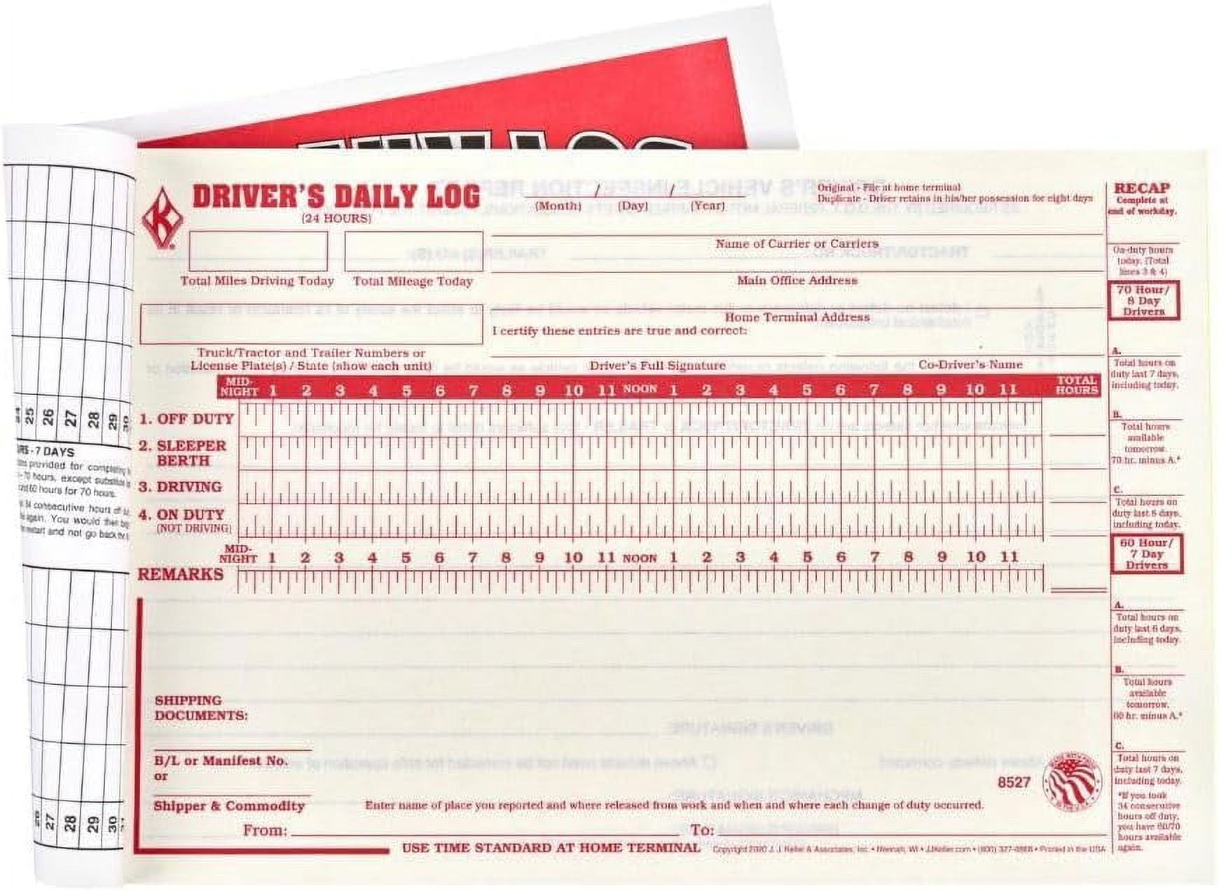 Driver Daily Log Book 5-pk. with Simplified Driver Vehicle Inspection ...