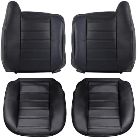 Driver & Passenger Side Bottom & Top Lean Back Leather Seat Cover ...