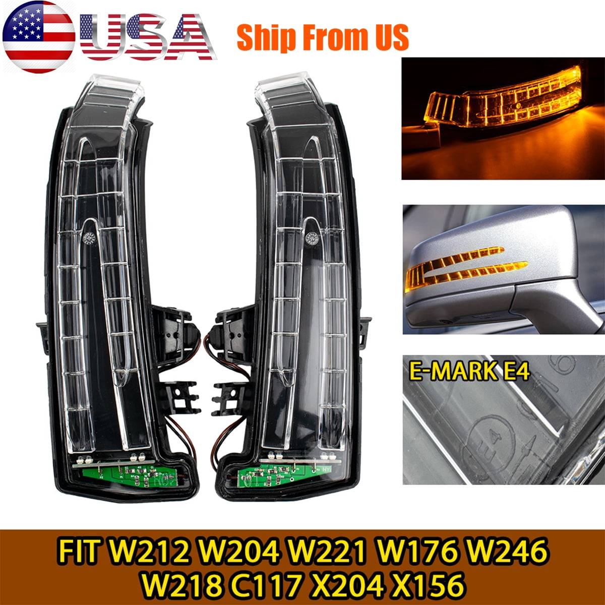 Driver /Passenger Side Wing Mirror Turn Signal Light for Mercedes W204 ...
