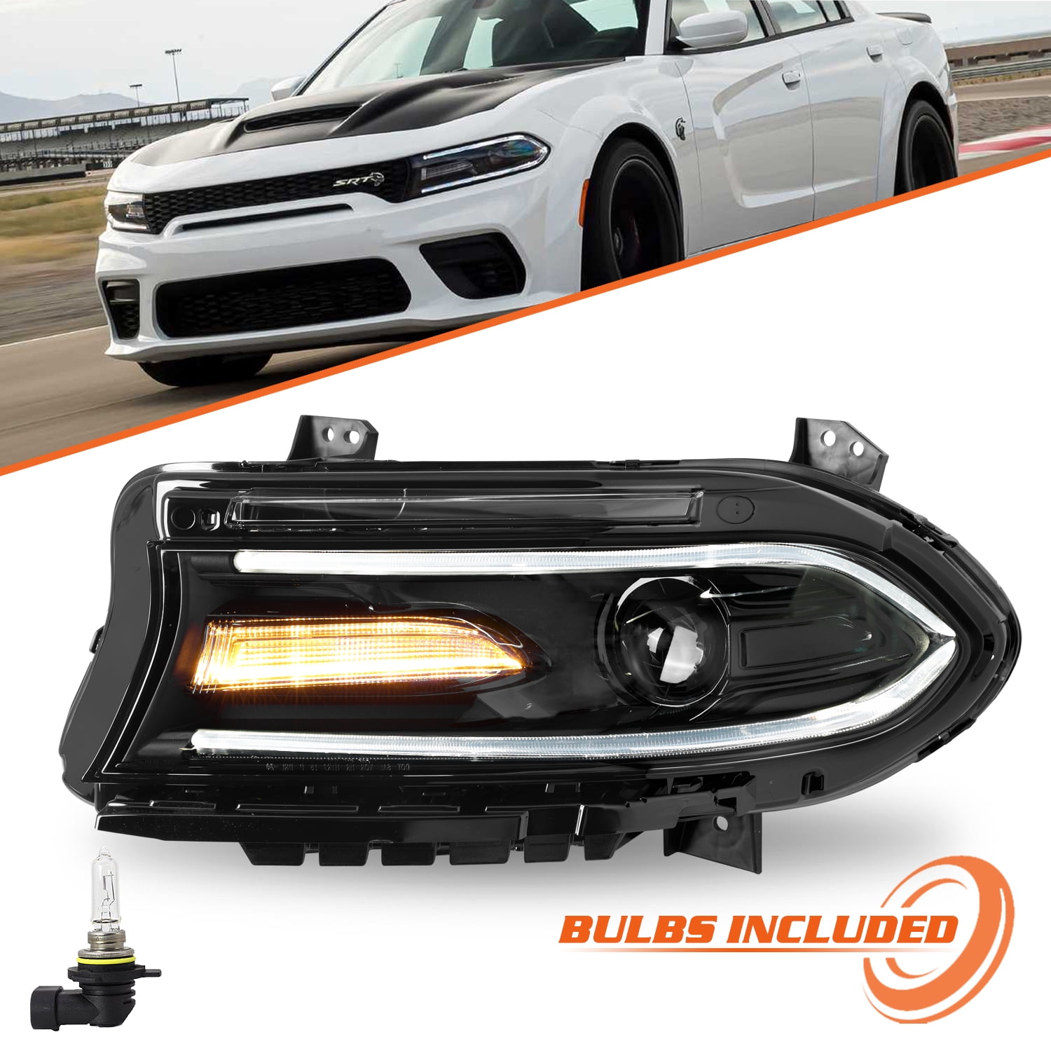Driver Side For 2015-2021 Dodge Charger Halogen W/LED DRL Headlight ...
