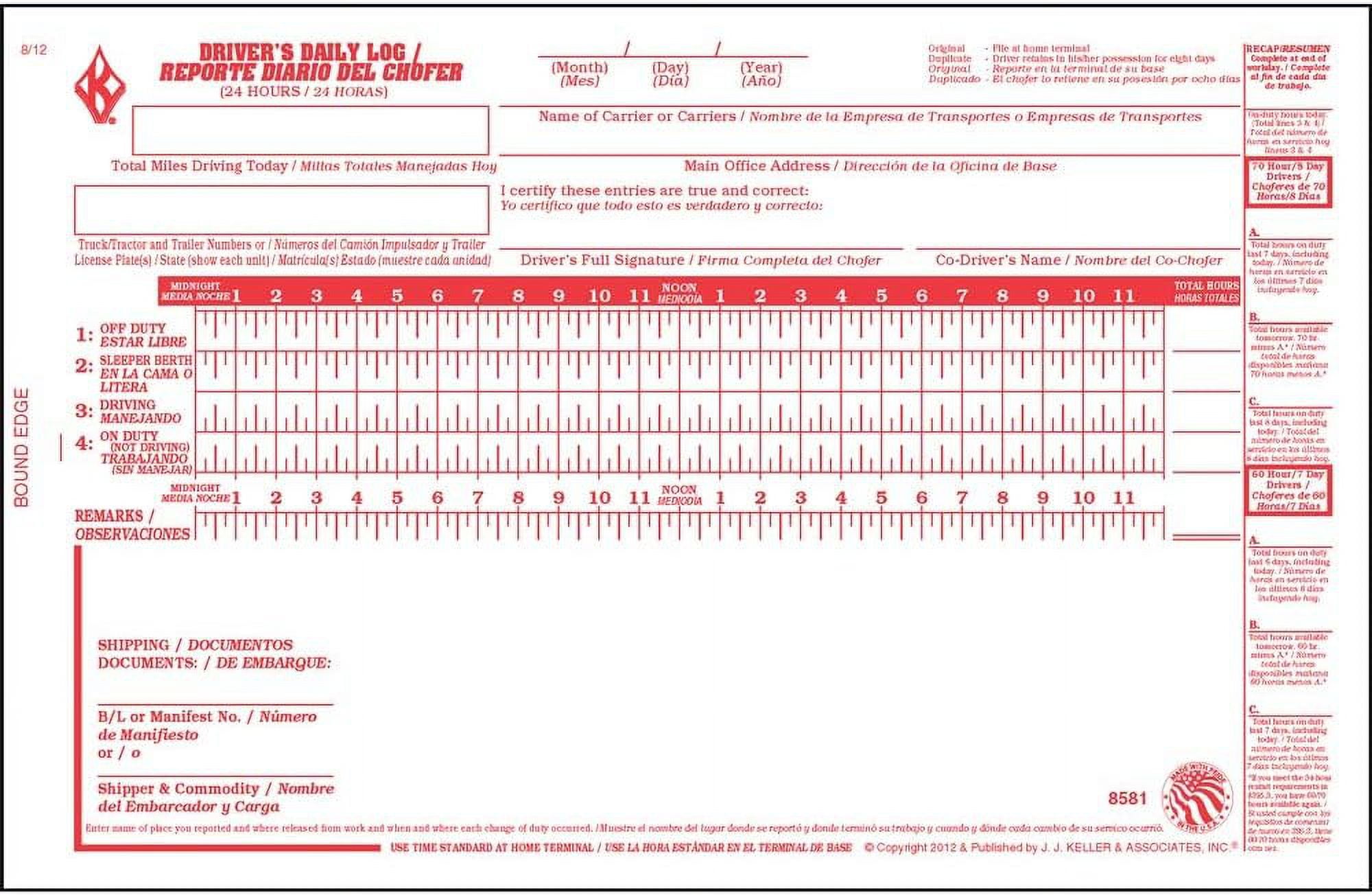 Driver's Daily Log Book 10-pk. with Simplified Driver Vehicle ...