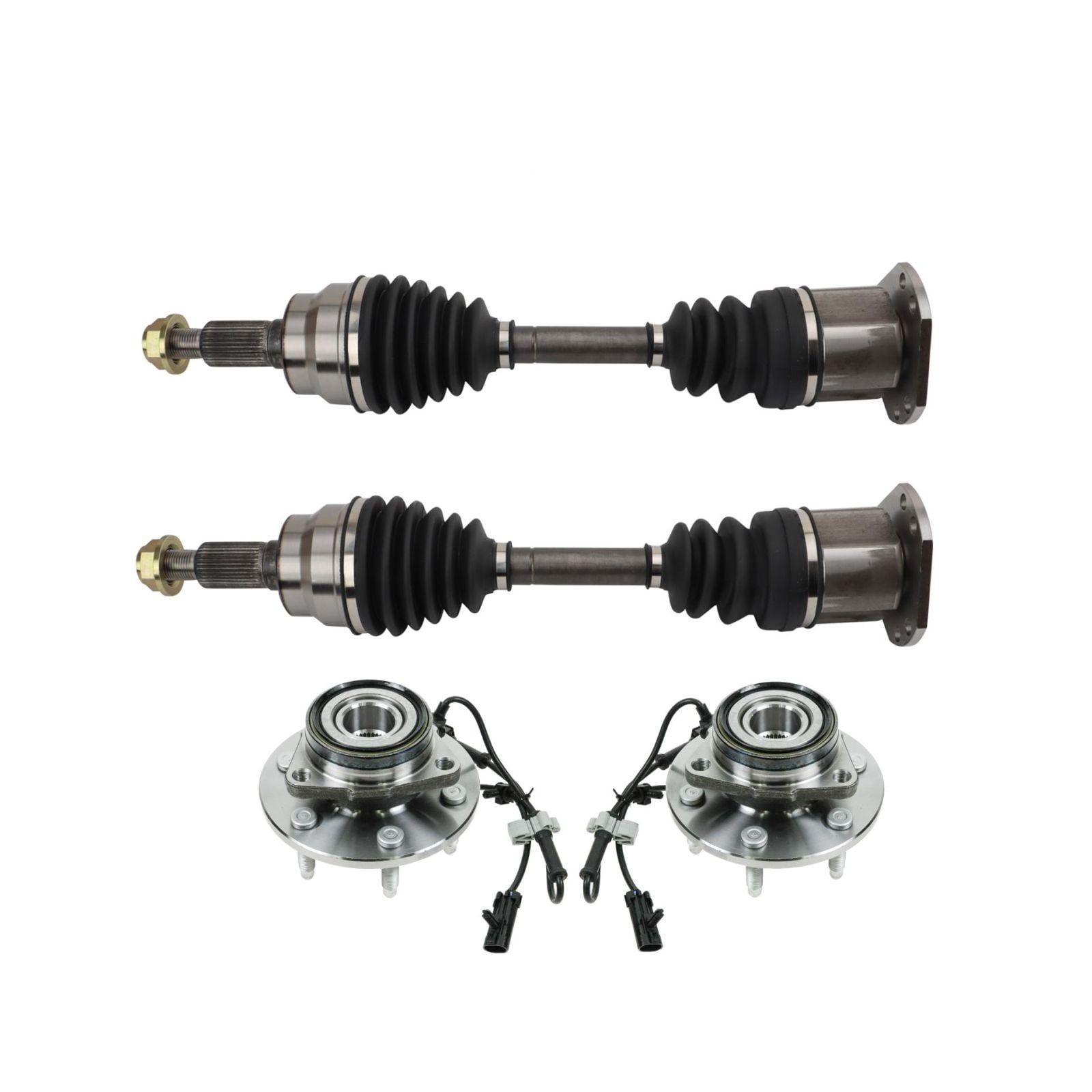 Drivetrain Kit - (2) Front CV Axle Assemblies + (2) Front Wheel Bearing ...