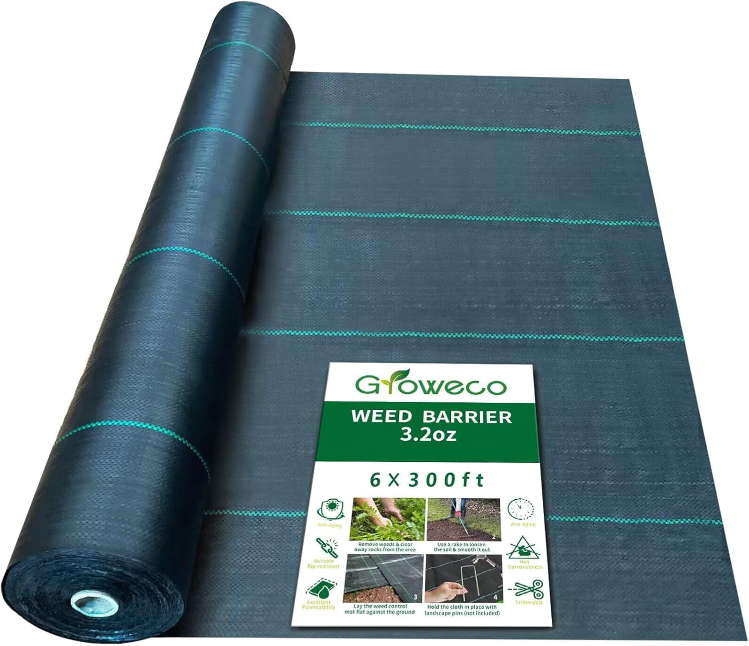Driveway Fabric,Commercial Grade Landscape Fabric 6FT X 300FT 3.2oz ...