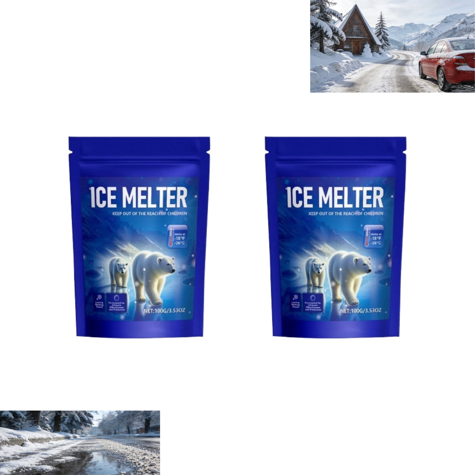 Driveway Ice Melt Pet Safe Ice Melter 100g & Concrete Safe Snow Removal ...
