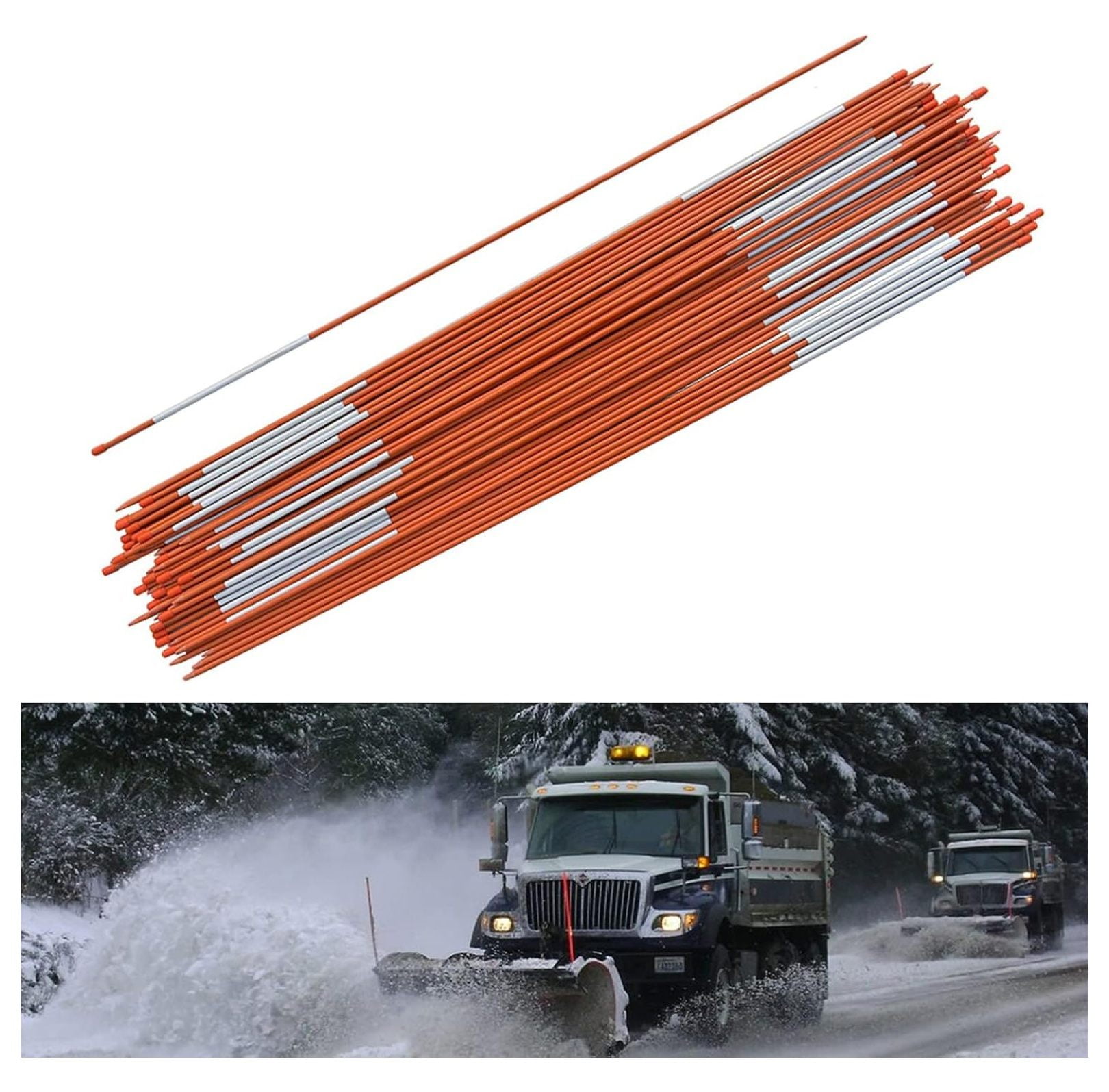 Driveway Markers Snow Stakes - 50 Pack 48 Inch Reflective Snow Poles ...