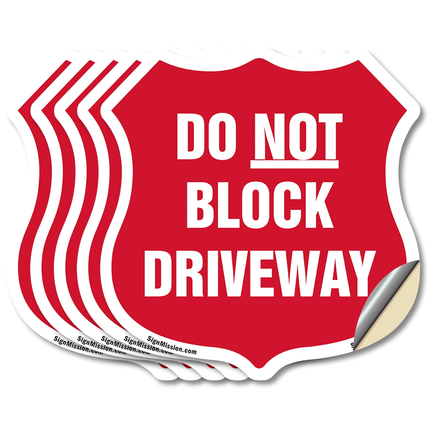 Driveway Shield Sign Do Not Block Driveway (5 Pack) 4 inch X 4 inch ...