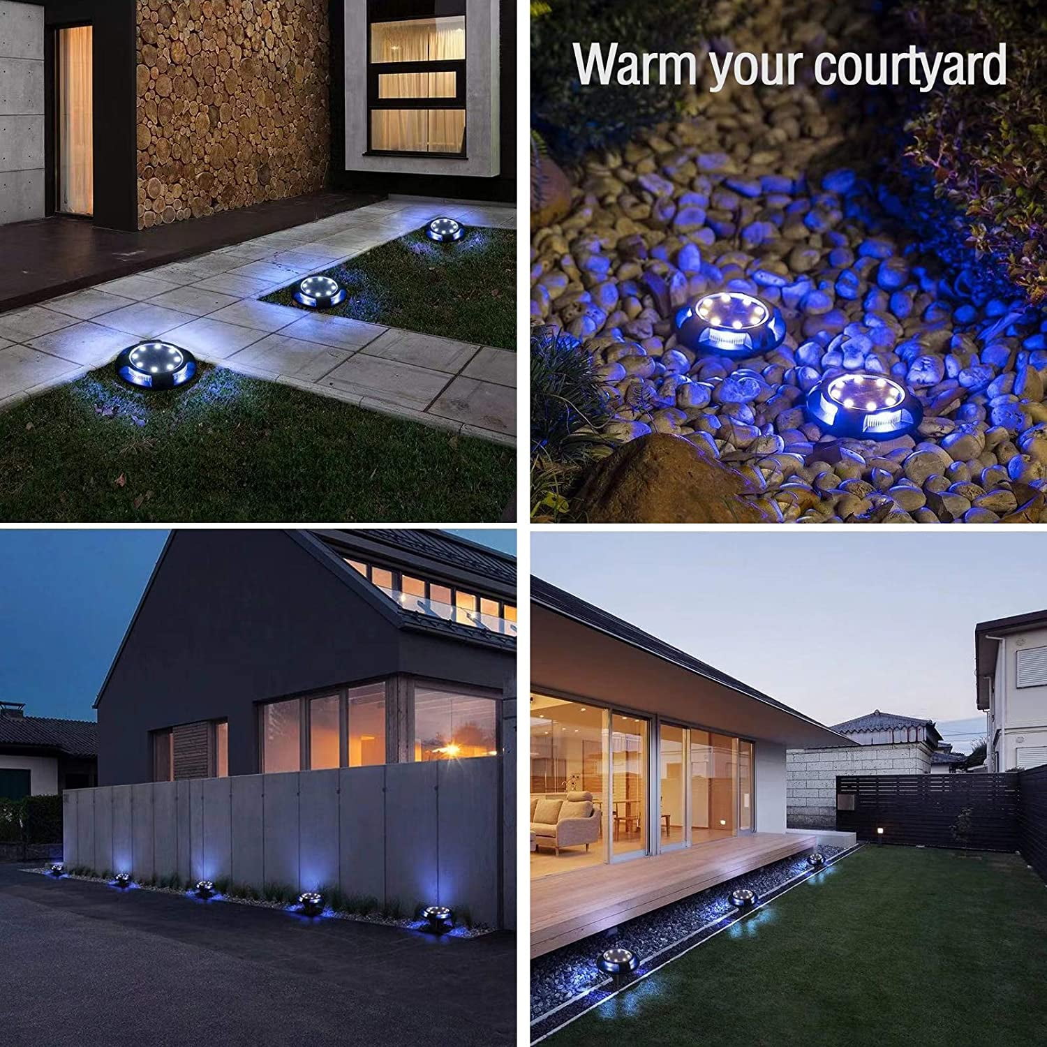 Driveway solar lights,4 Pack Solar Disc Light Outdoor Driveway Solar ...