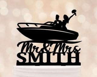 Driving Boat Cake Topper, Nautical Wedding Cake Toppers, Speed Boat ...