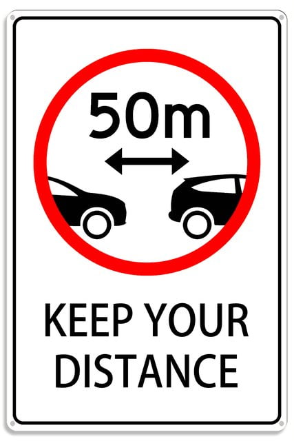 Driving Distance 50M Metal Sign With Symbol Aluminum Uv Printed 4 Pre ...
