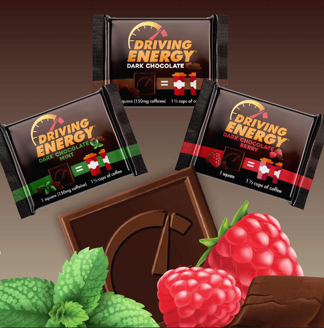 Driving Energy Trio - 30ct. Healthy Power Caffeine Dark Chocolate, Mint ...