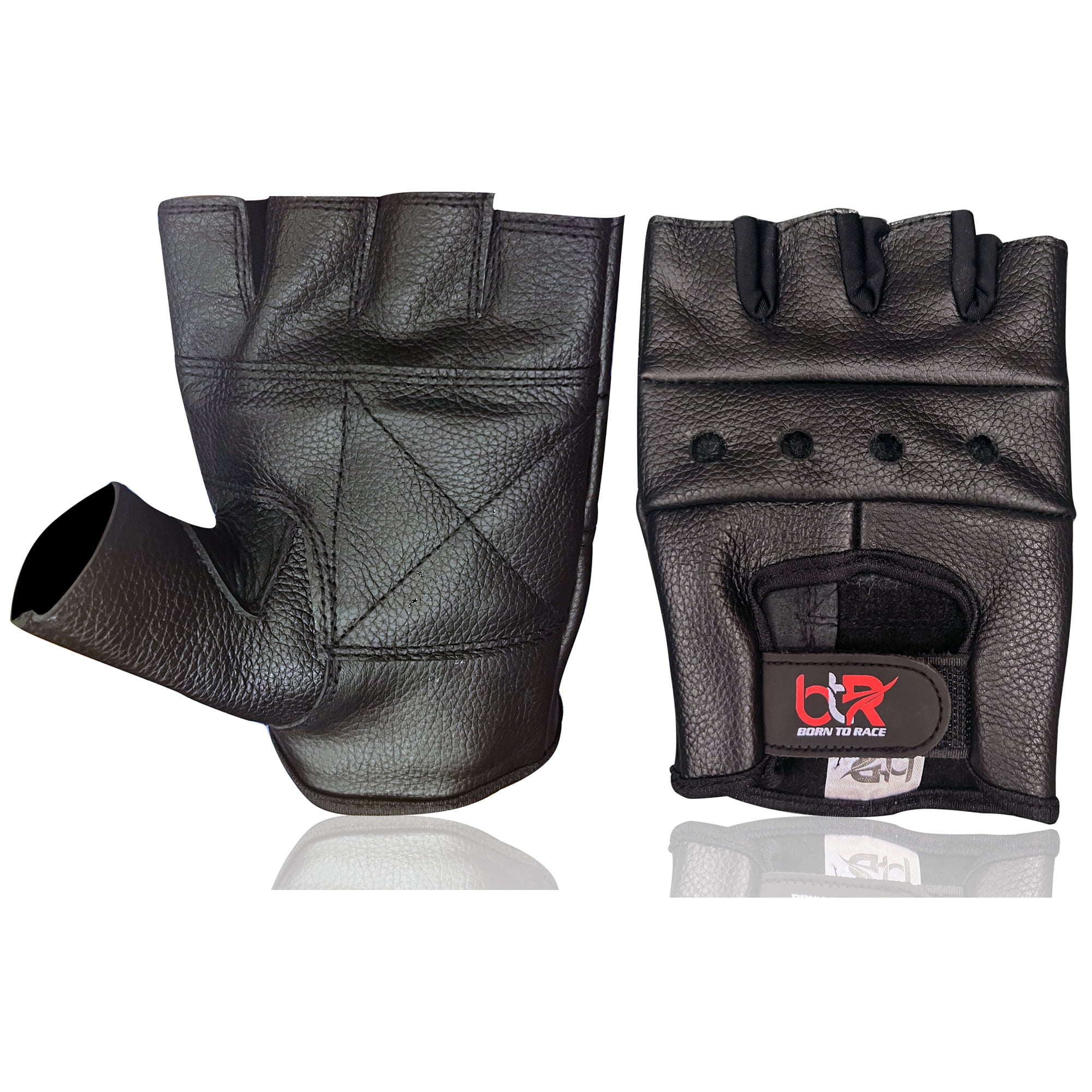 Driving Gloves Cowhide Leather Fingerless Motorcycle Driver, Cycling ...