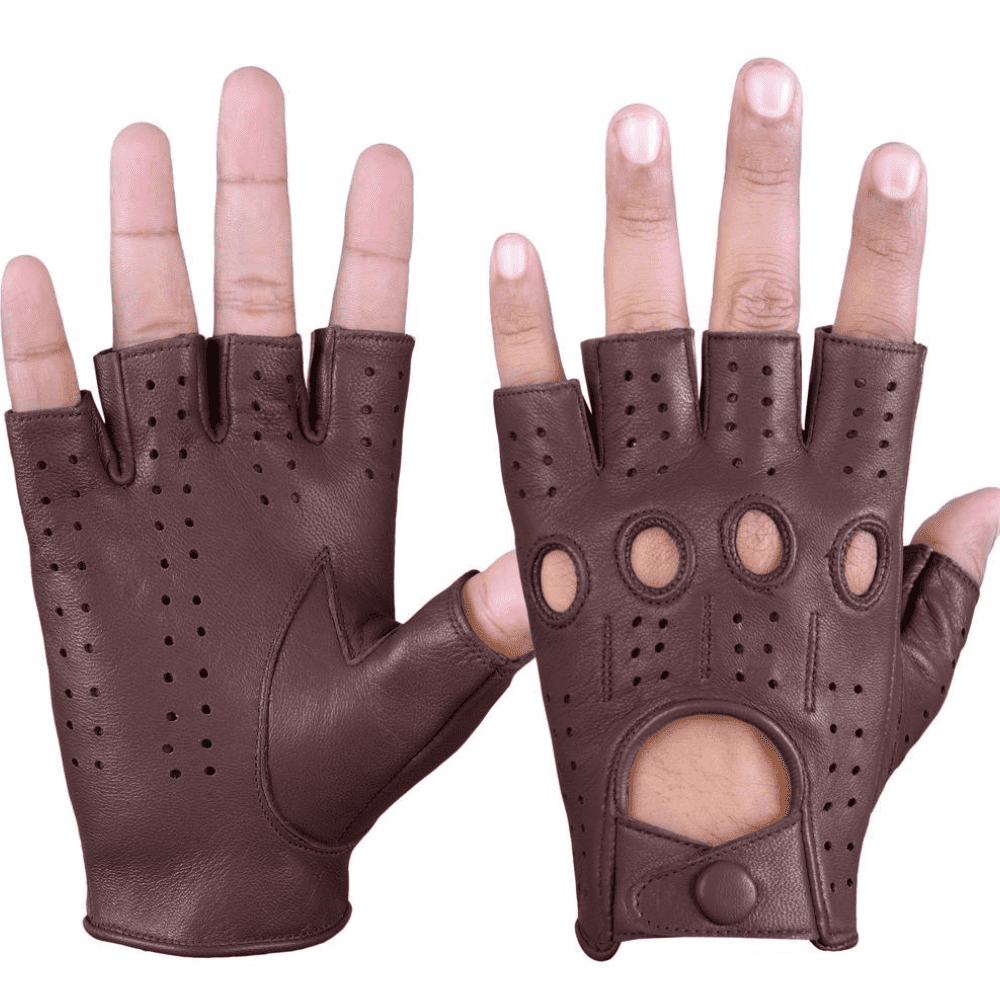 Driving Half Finger Finger less Knuckle Holes For Men Genuine ...