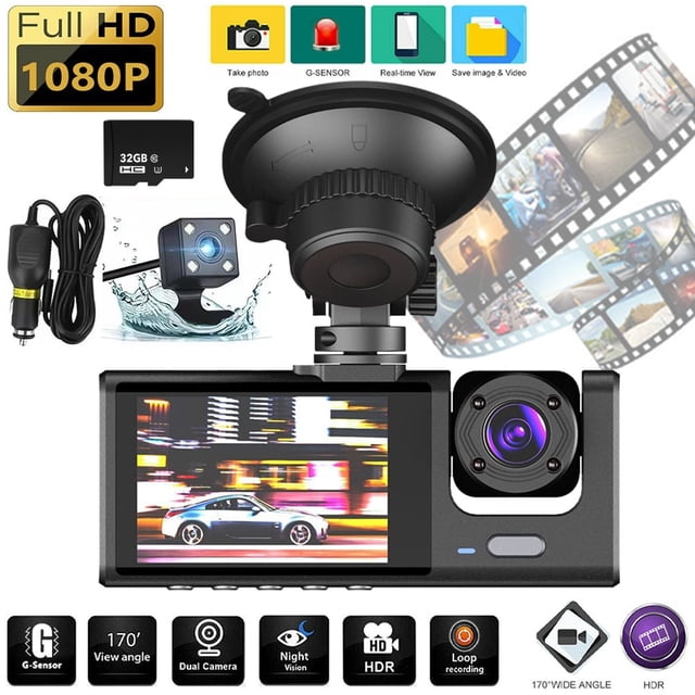 Driving Recorder, 1080P 3-channel Driving Recorder, HDR, G-sensor, 24 ...