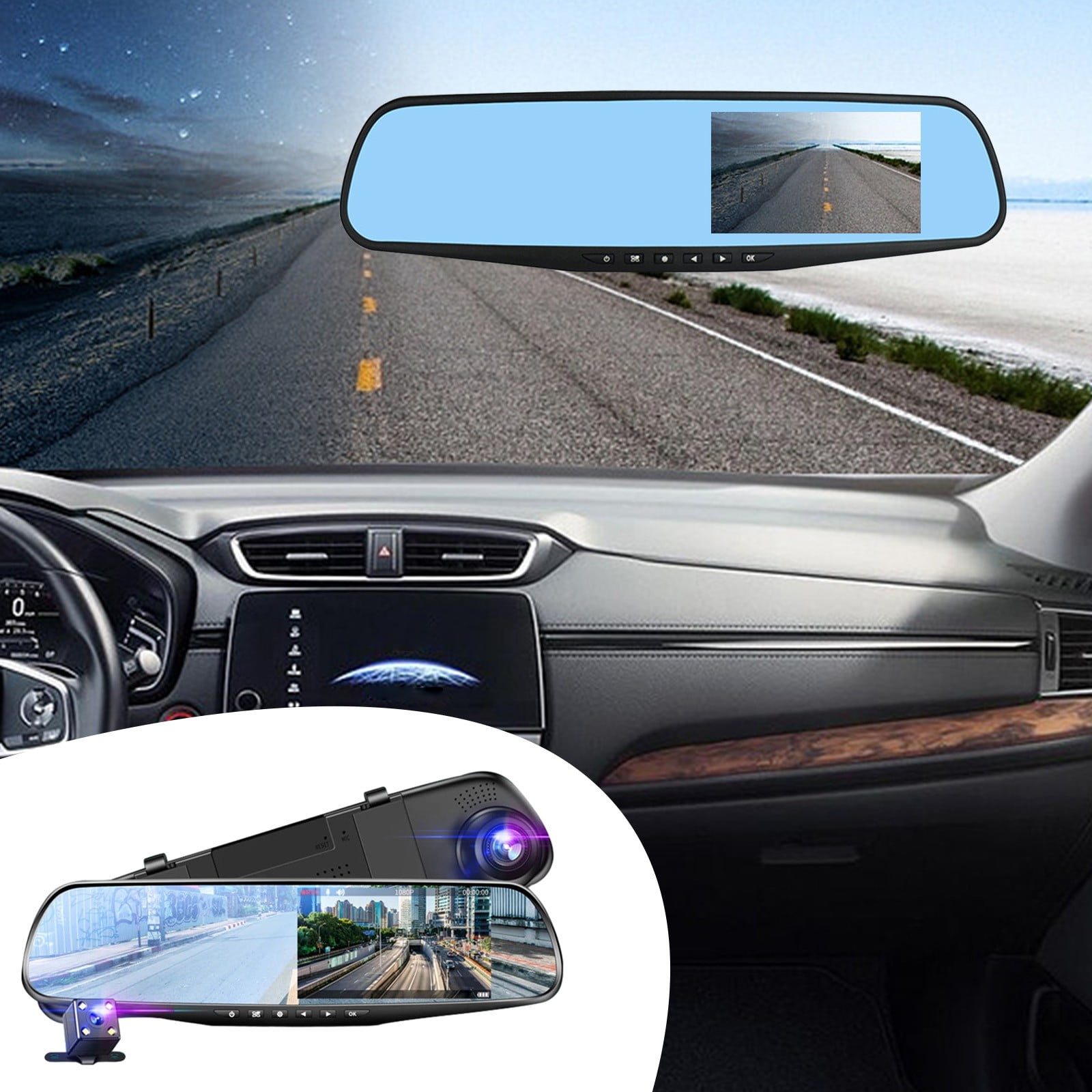 Driving Recorder Vmvidoty Rear View Mirror Driving Recorder Dual Lens 4 ...
