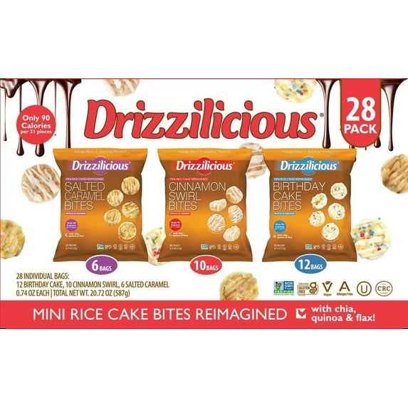 Drizzilicious 3 Flavor 0.74oz 28pk Box (Salted Caramel, Cinnamon Swirl ...
