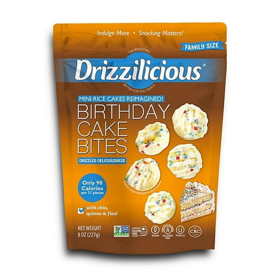 Drizzilicious Birthday Cake Mini Rice Cakes 8 oz Snack with White ...