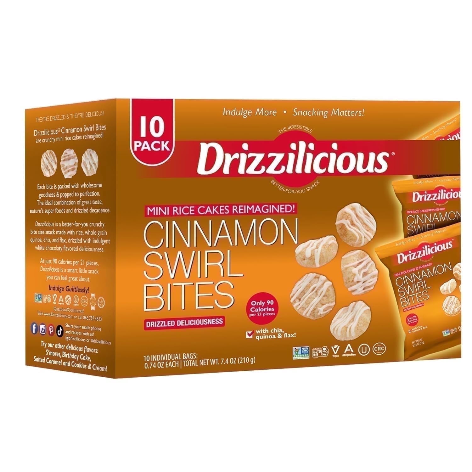 Drizzilicious Mini Rice Cakes, Cinnamon Swirl Flavored Rice Cake Gluten ...