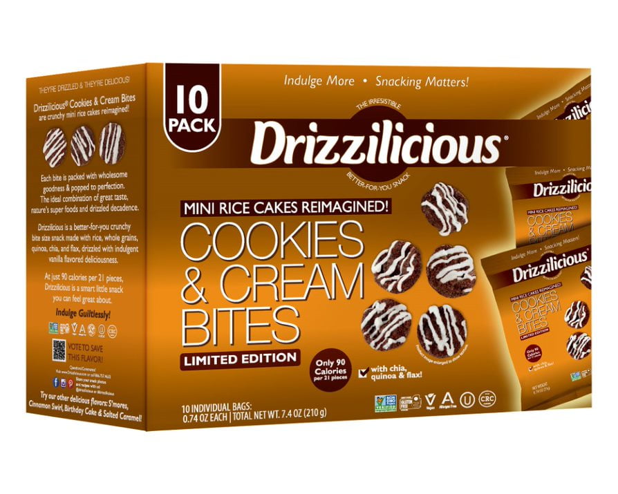 Drizzilicious Cookies & Cream 10 Pack | Mini Snack Chocolatey Rice ...