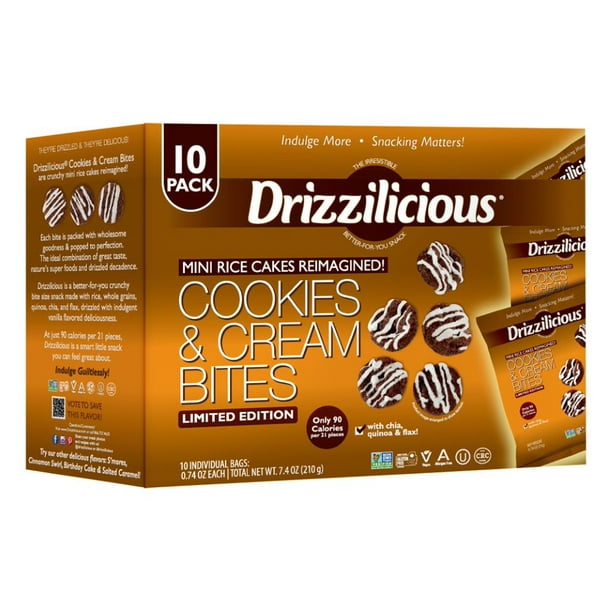 Drizzilicious Cookies & Cream 10 Pack | Mini Snack Chocolatey Rice ...