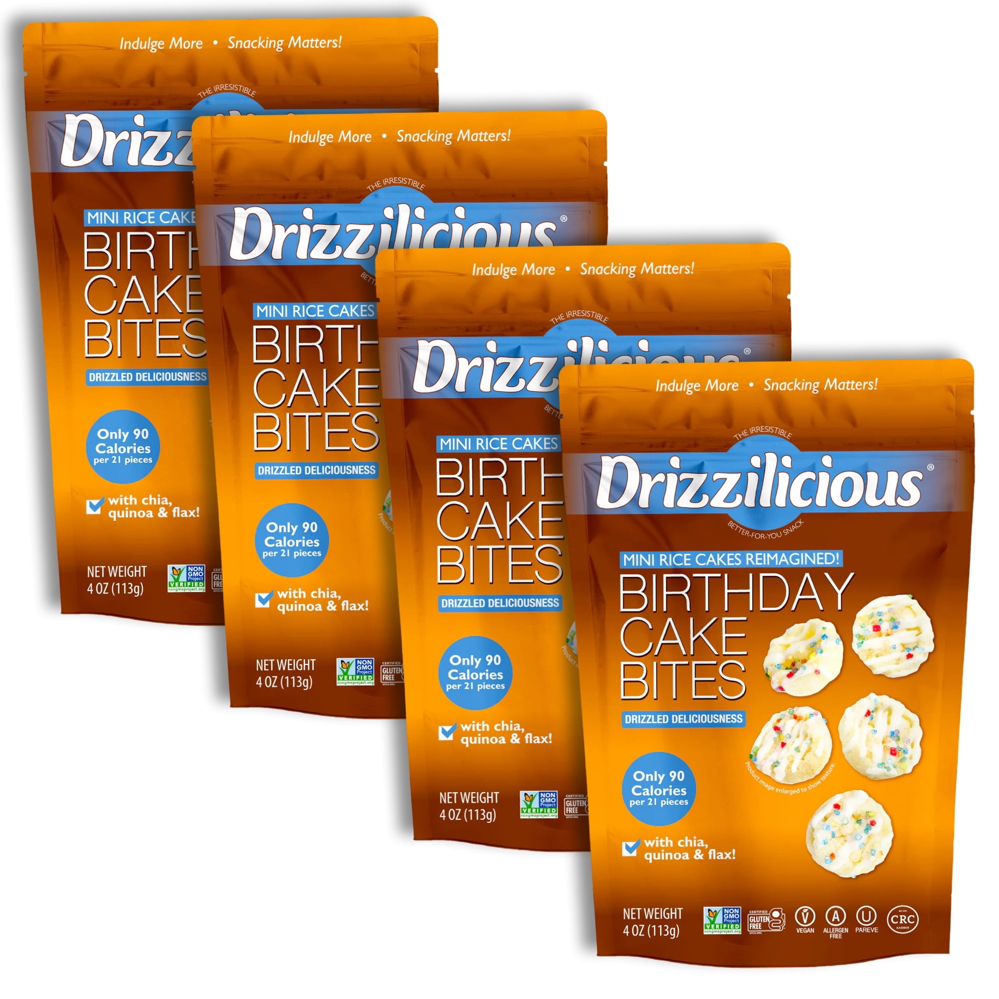 Drizzilicious Mini Rice Cake Bites, Birthday Cake | 4 Bags - Walmart.com